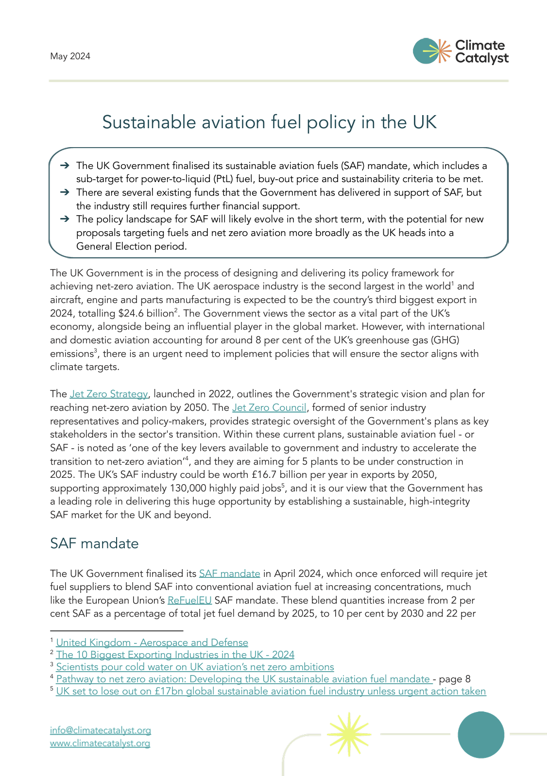 Sustainable aviation fuel policy in the UK - Altiorem