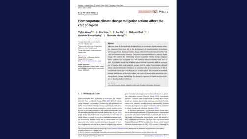 How corporate climate change mitigation actions affect the cost of ...
